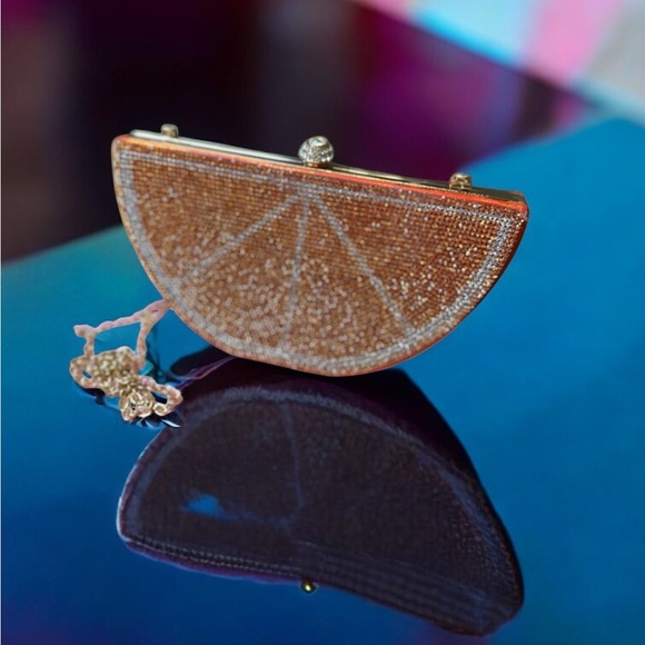 Source Unknown | Bags | Beaded Citrus Slice Clutch Purse With Chain ...